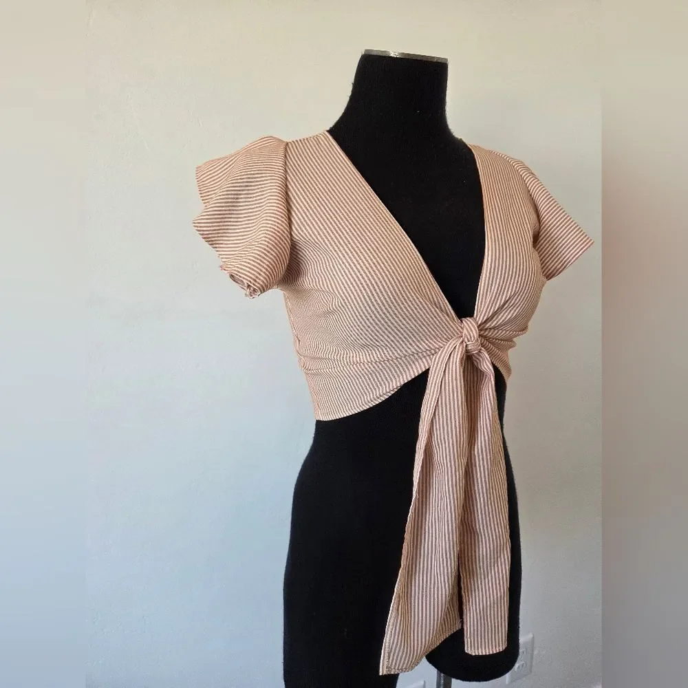 Charlotte Russe | Tops | Charlotte Russe Blouse Tie Front Flutter ...